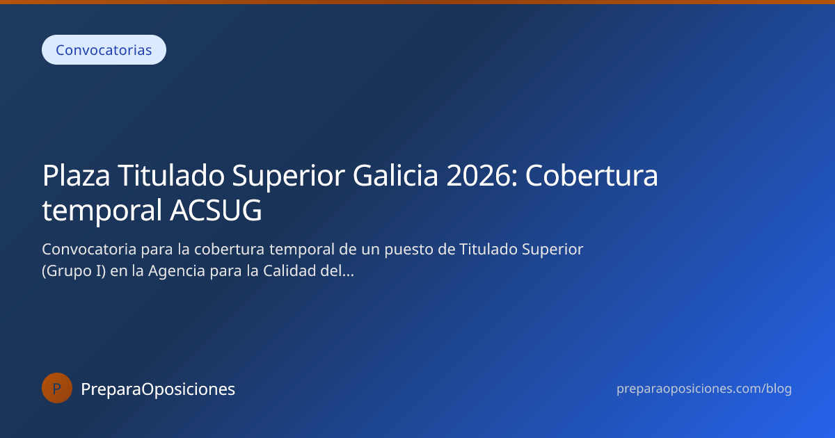 Plaza Titulado Superior Galicia 2026: Cobertura temporal ACSUG ...