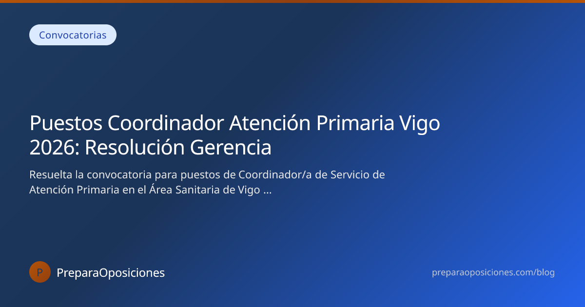 Puestos Coordinador Atención Primaria Vigo 2026: Resolución Gerencia ...